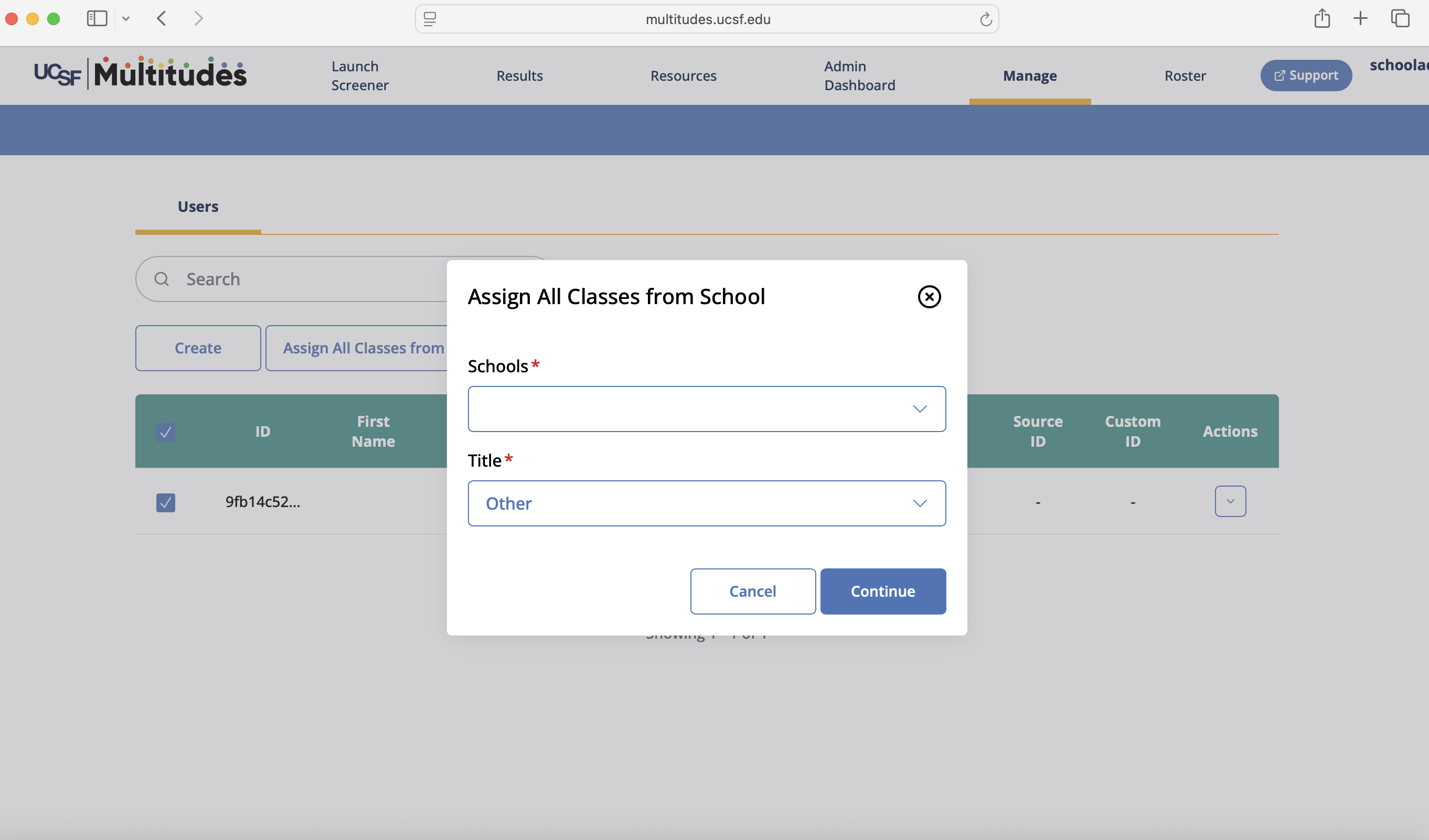 How to Use Assign All Classes from School Button – UCSF Multitudes
